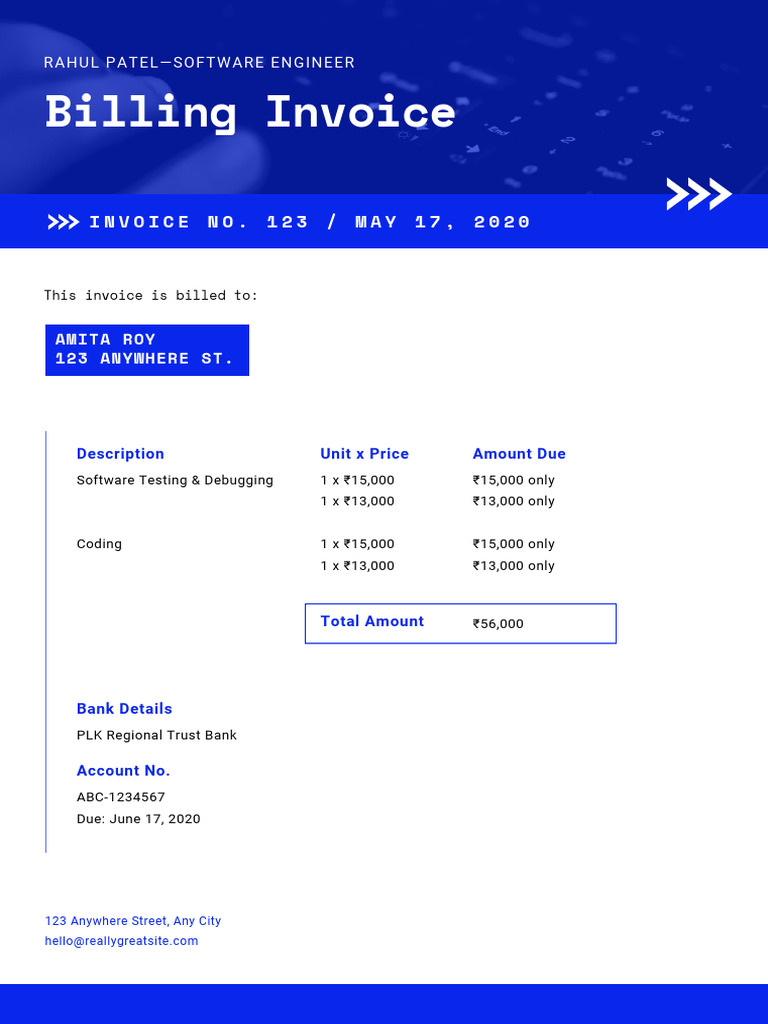 Blue Overlay Photo Header Billing Invoice PDF | PDF