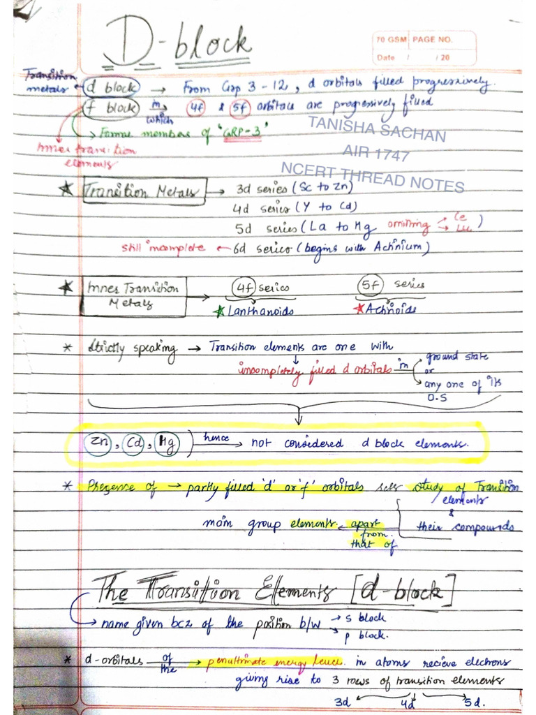 D Block NCERT THREAD NOTES | PDF