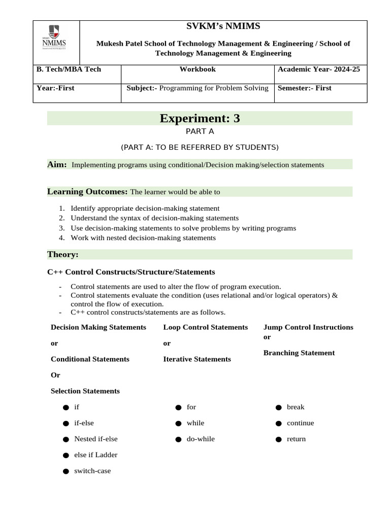 Exp-3 A Sanskark f035 | PDF | Decision Making | Control Flow