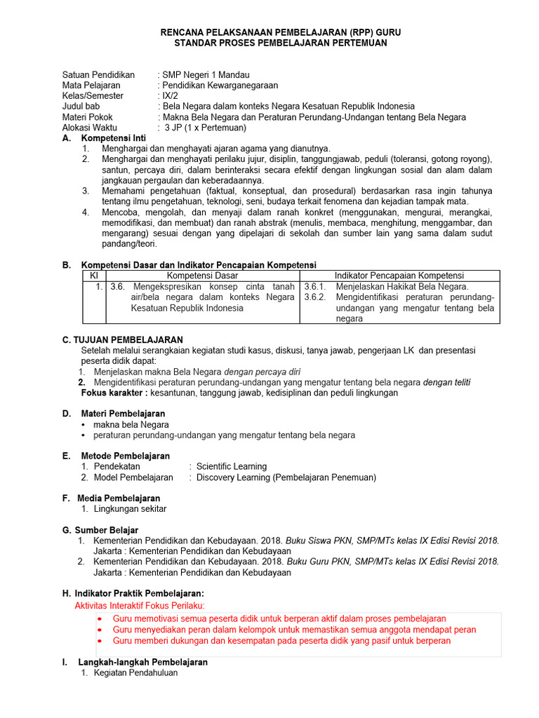 RPP PMM Radno Indikator Aktivitas Kreatif | PDF