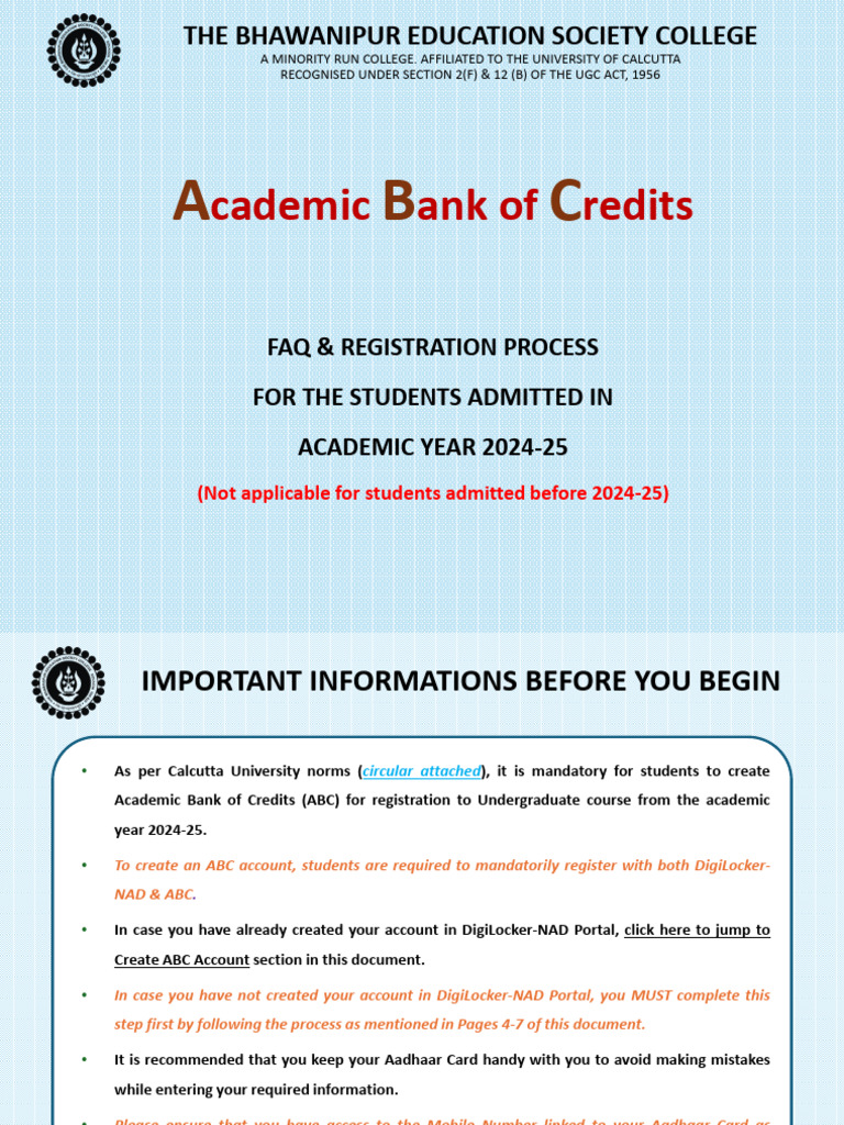 ABC Registration Guide for 2024-25 Students | PDF | Identity Document | Authentication