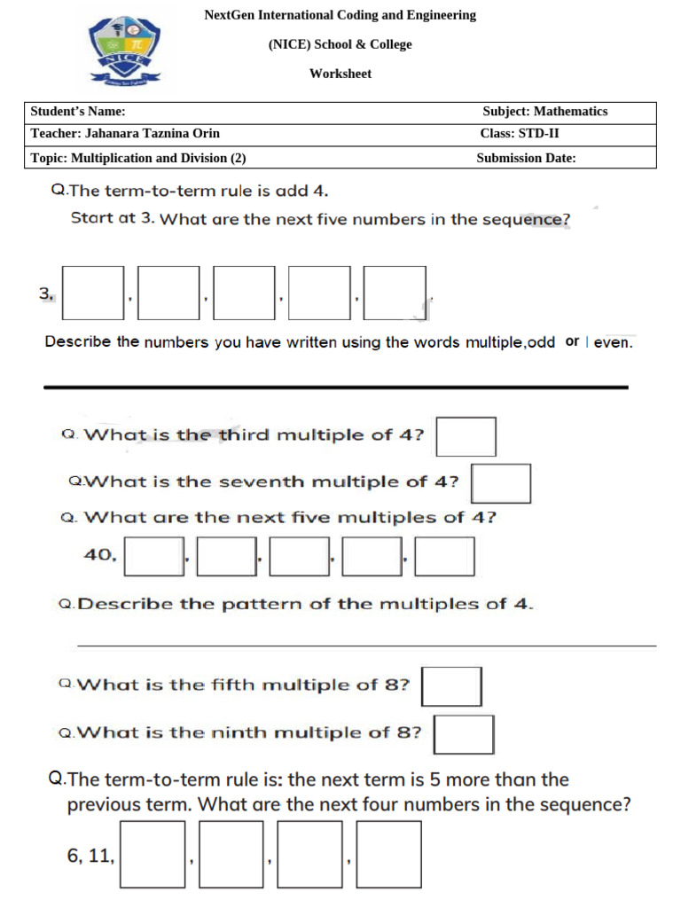 Multiplication And Division Pdf