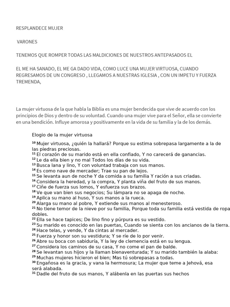 La Mujer Virtuosa de La Que Habla La Biblia Es Una Mujer Bendecida Que ...