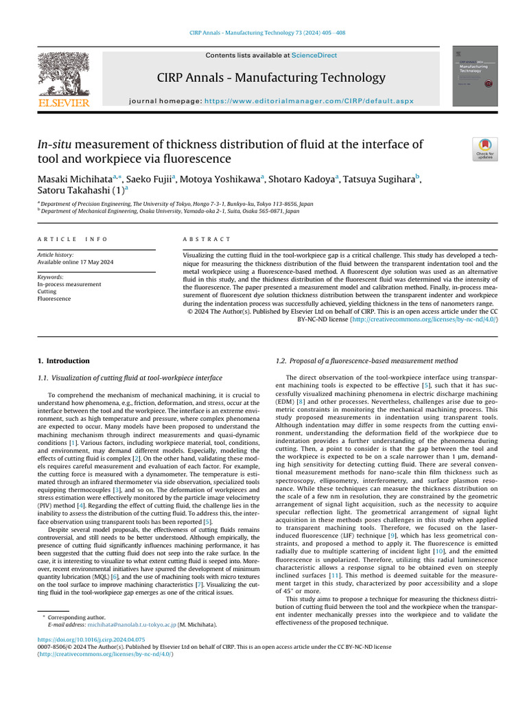 In-Situ Measurement of Thickness Distribution of Fluid at The Interface ...