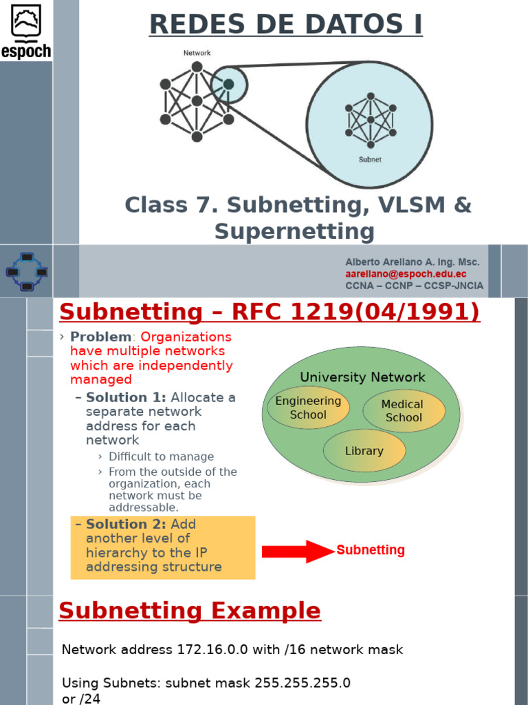 Clase 7. Subredes, VLSM y CIDR | PDF | Internet Standards | Routing