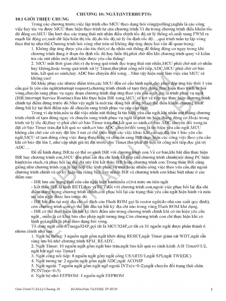 Chuong 10 Ngat (Interrupts) SV Image v1 | PDF