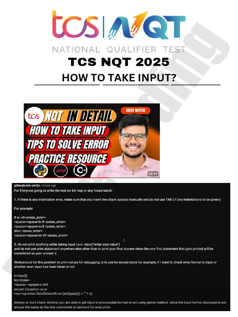 TCS NQT 2025 PYQInput PDF | PDF | Computer Programming | Applied Mathematics