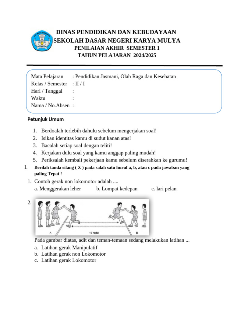 Soal Pas Pjok Kelas 2 | PDF