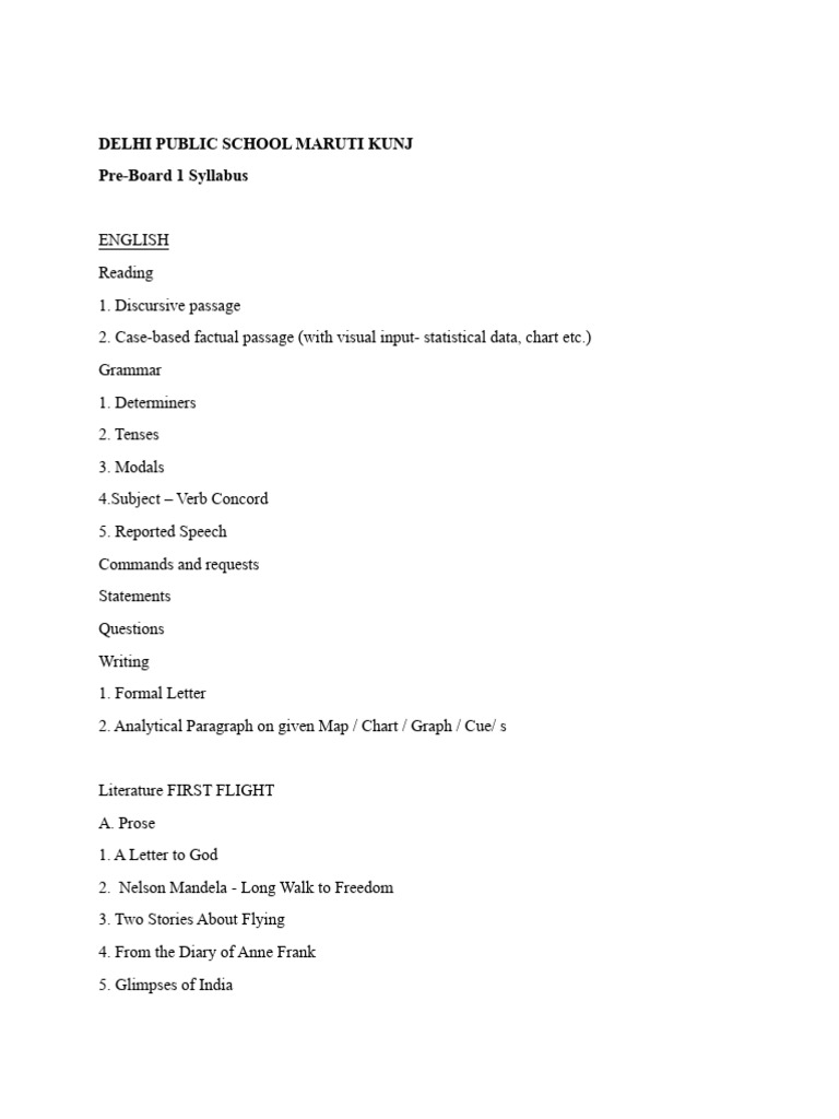 Class X Preboard 1 Syllabus | PDF | Equations | Area