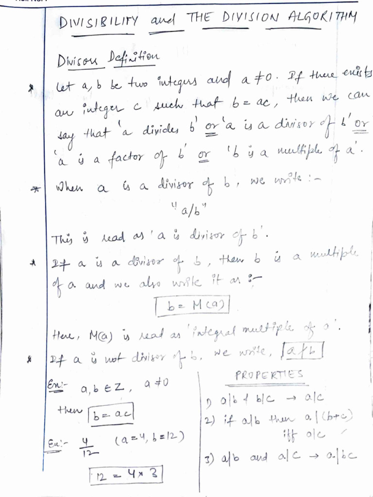 Module 3 Notes (Divisibility and Division Algorithm - The Chinese ...
