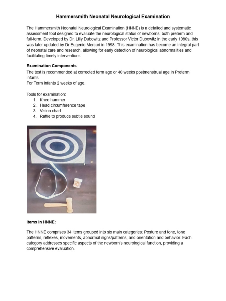 Hammersmith Neonatal Neurological Examination | PDF | Infants | Preterm ...