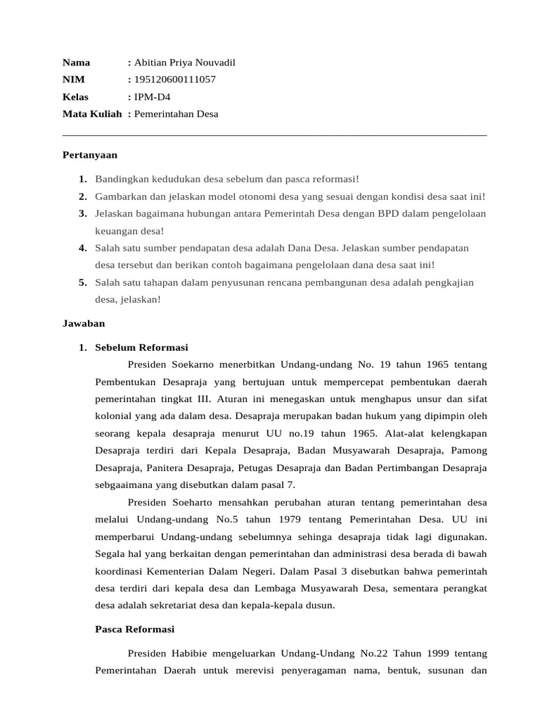 Uts Pemdes | PDF | Ilmu Sosial