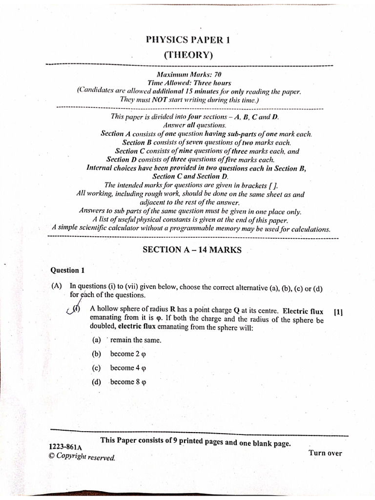 ISC Board Paper Physics 2023 | PDF