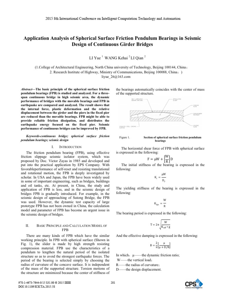 Application Analysis of Spherical Surface Friction Pendulum Bearings in ...
