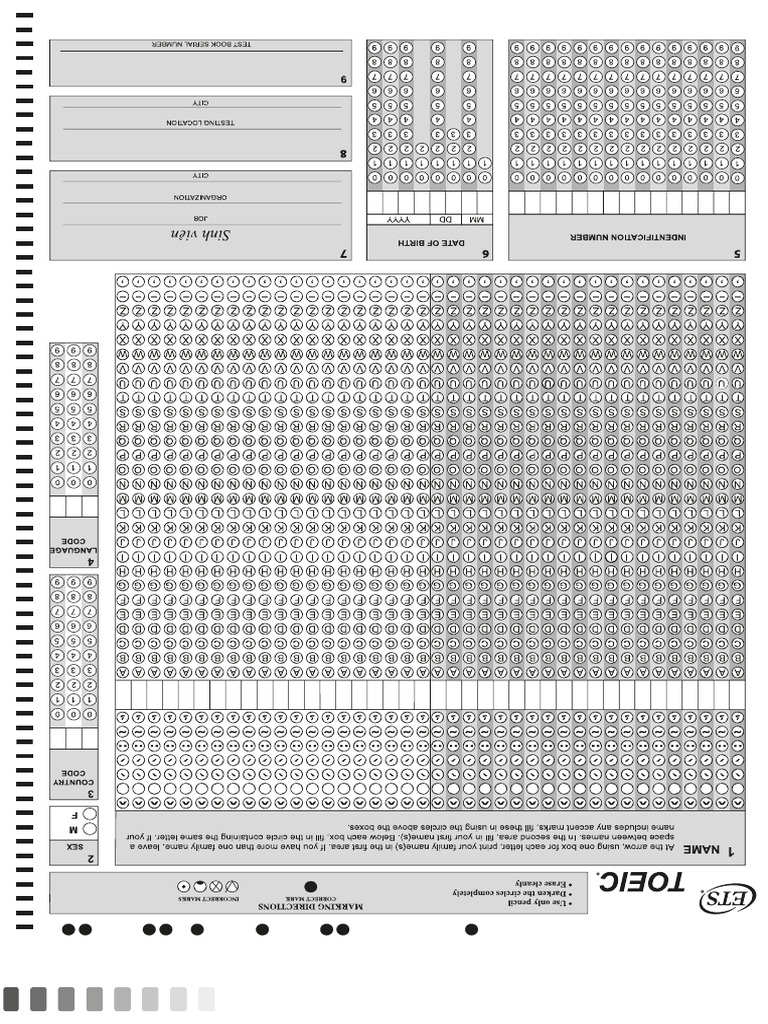 Answer Sheet Toeic | PDF