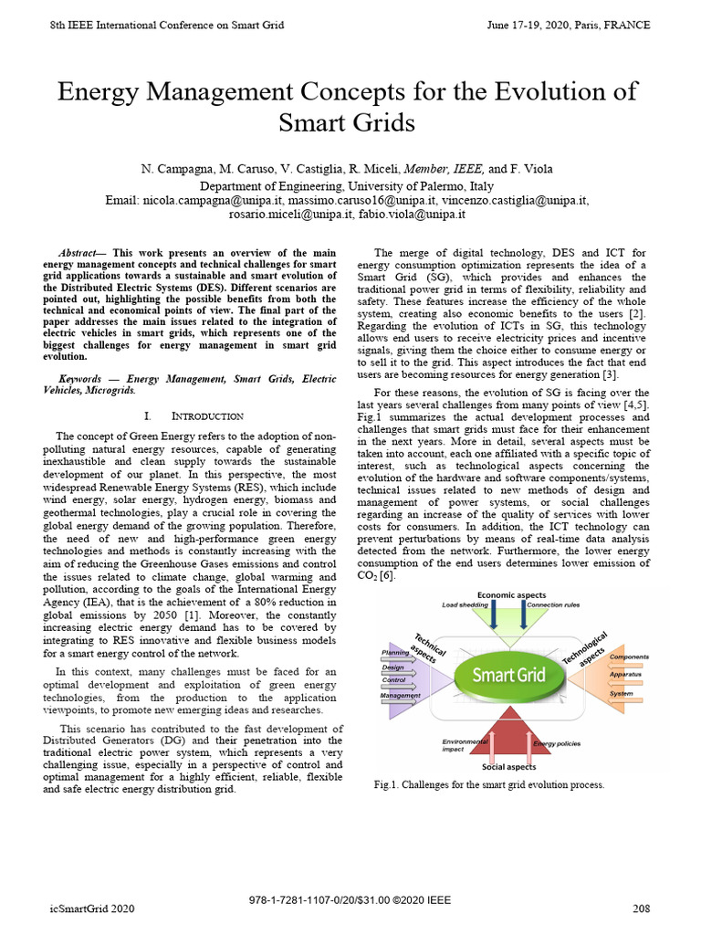 Energy Management Concepts For The Evolution of Smart Grids | PDF ...