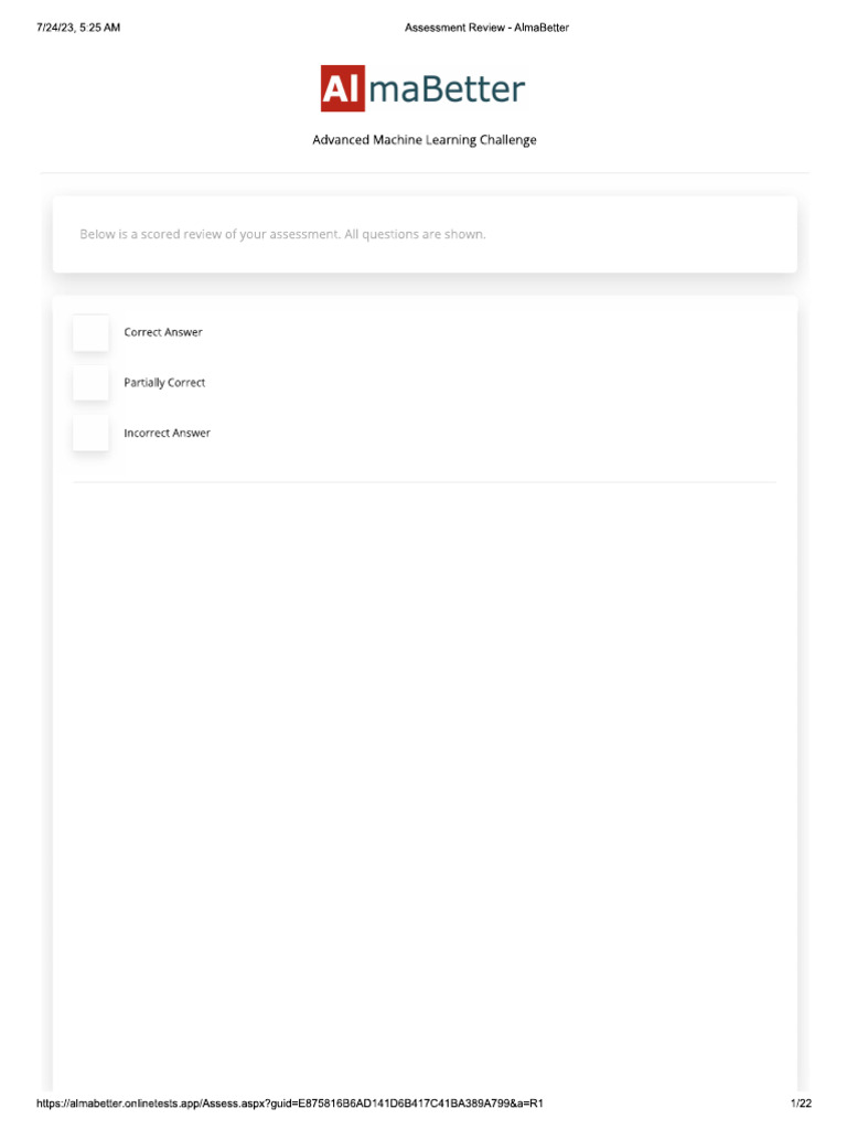 Overall Machine Learning Competency Test 1 To 20 | PDF