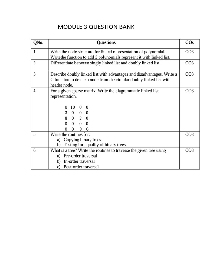 Module 3 Question Bank | PDF