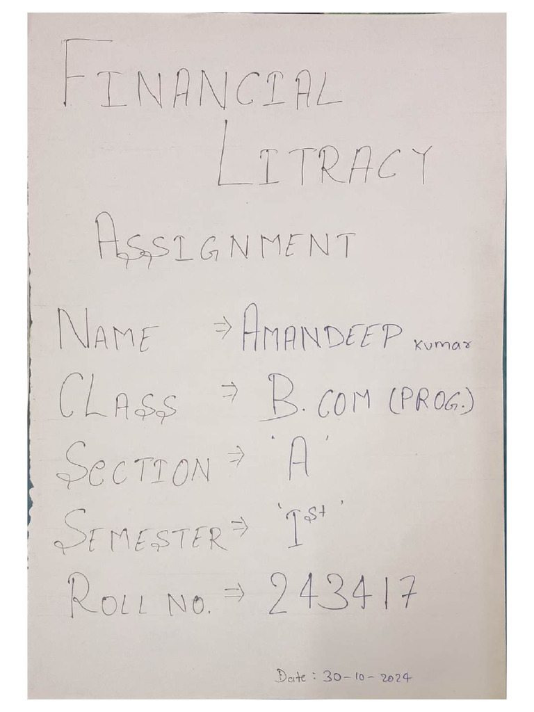 Financial Literacy | PDF