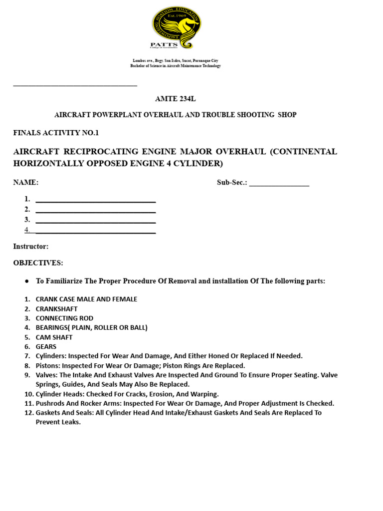 4 Cylinders Major Overhaul Instructions and Procedures | PDF | Piston ...