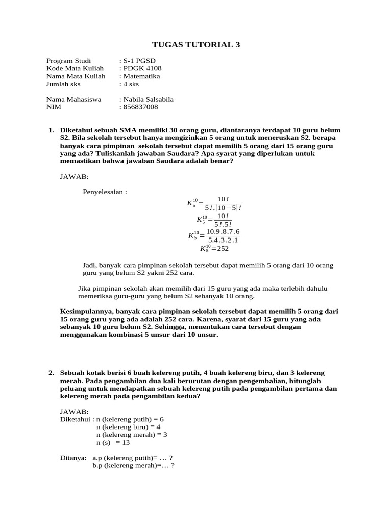 TUGAS 3 Matematika | PDF