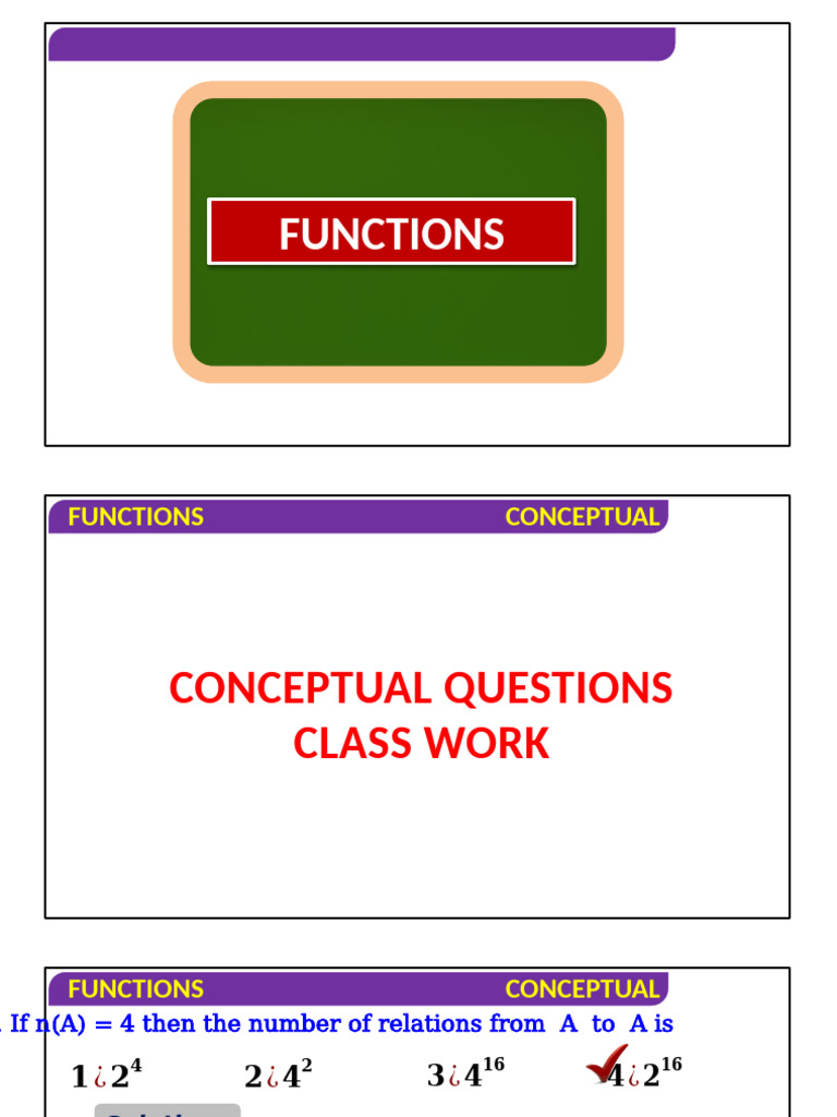 Maths XI - Functions - Conceptual Questions Class Work | PDF | Function (Mathematics) | Abstract ...