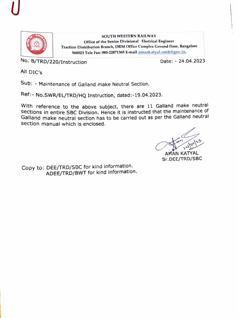 Maintenance of Galland Neutral Sections | PDF | Manufactured Goods
