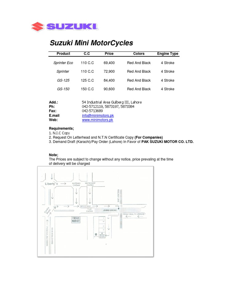 Suzuki Mini Motorcycles Guide | PDF