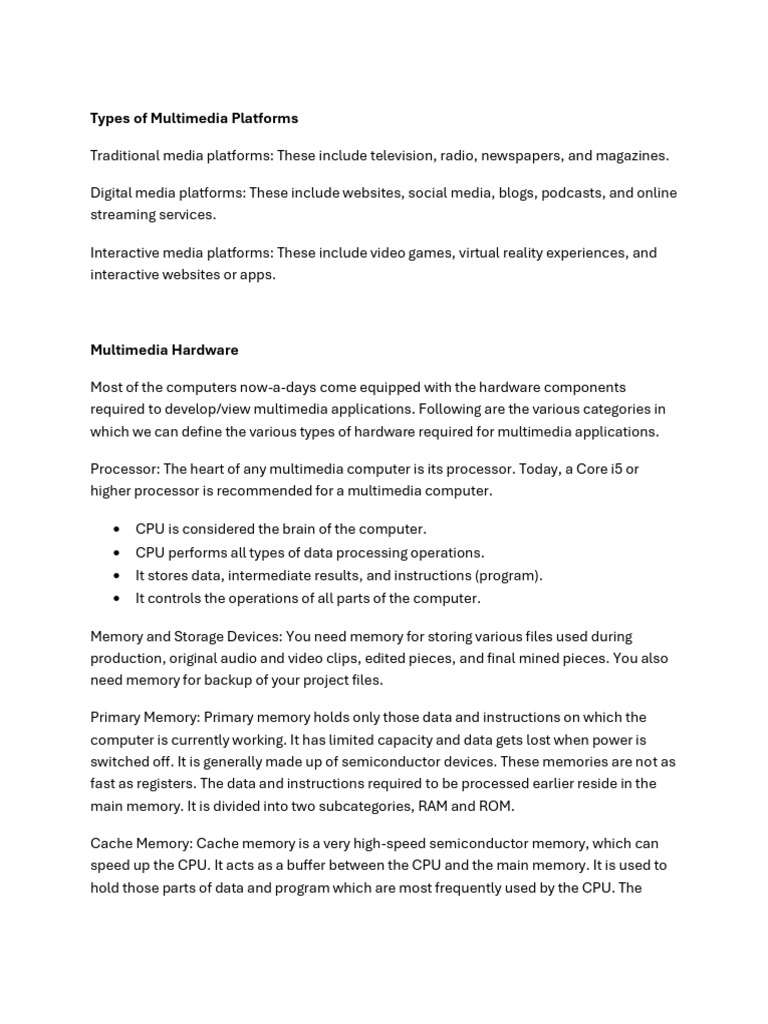 Types of Multimedia Platforms | PDF | Computer Monitor | Printer ...