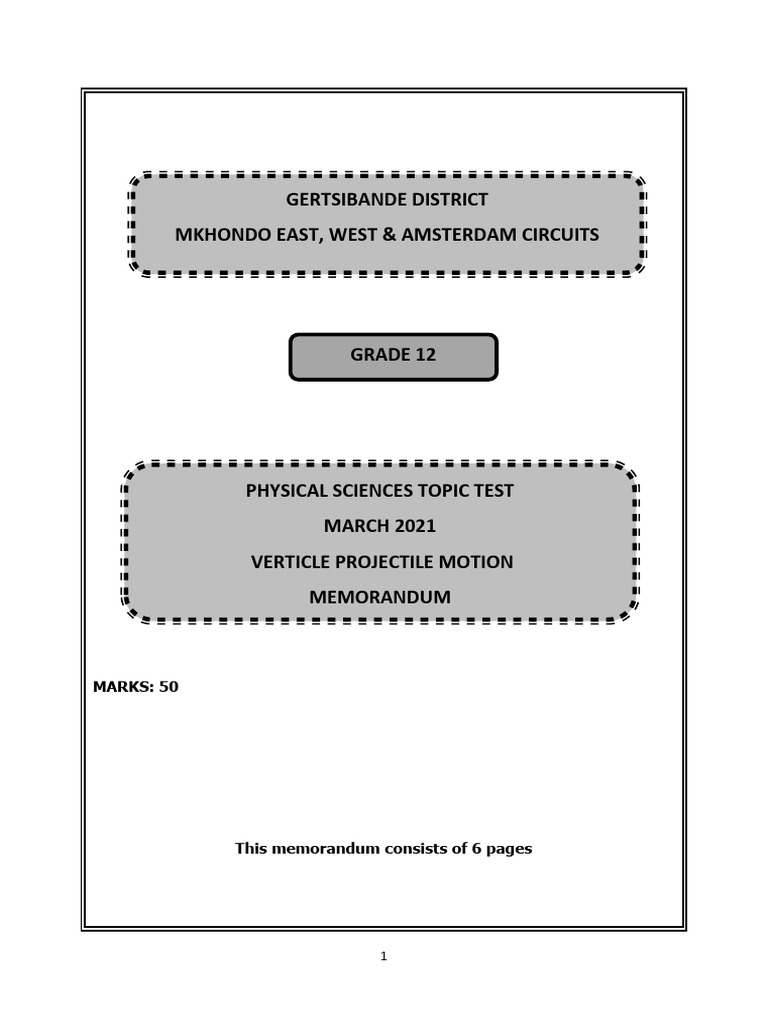 Verticle Projectile Motion Memo | PDF | Force | Metrology