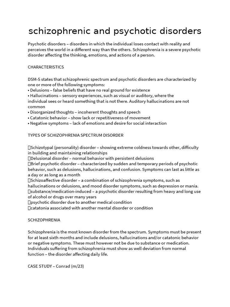 Schizophrenic and Psychotic Disorders | PDF | Psychosis | Major ...