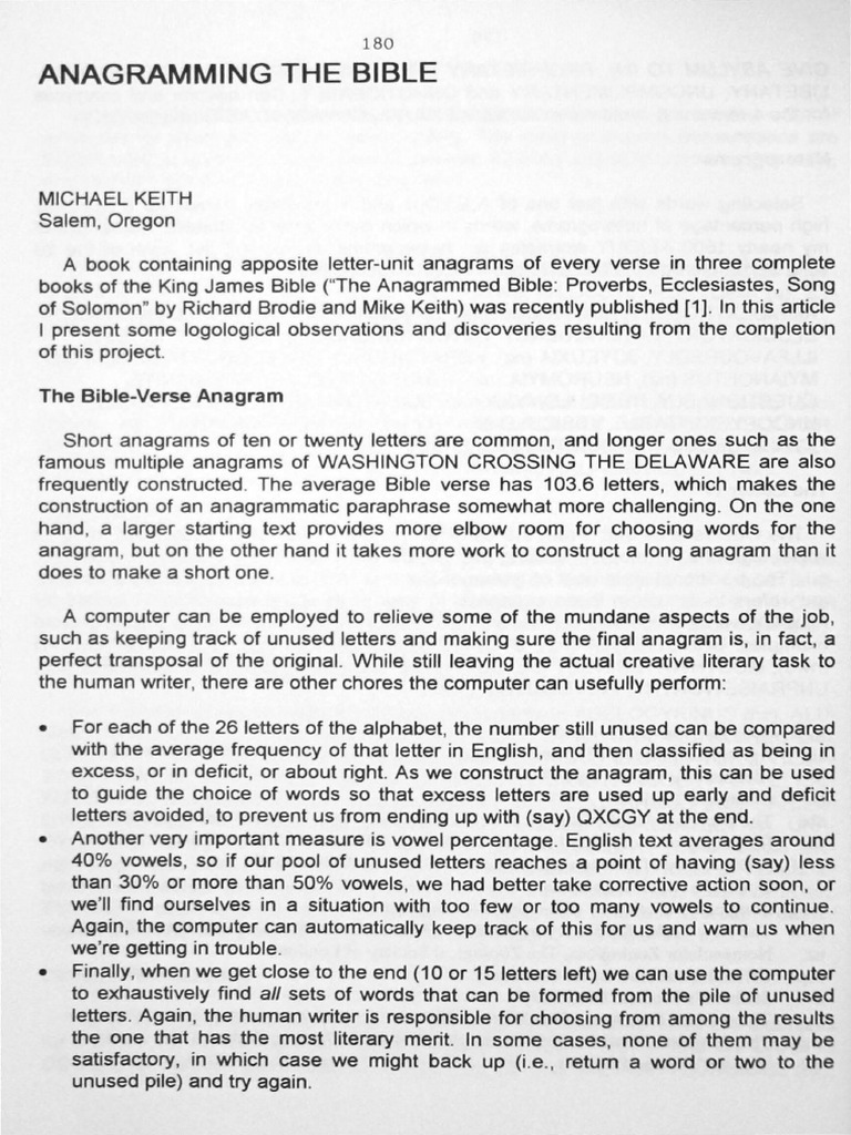 Anagramming The Bible | PDF