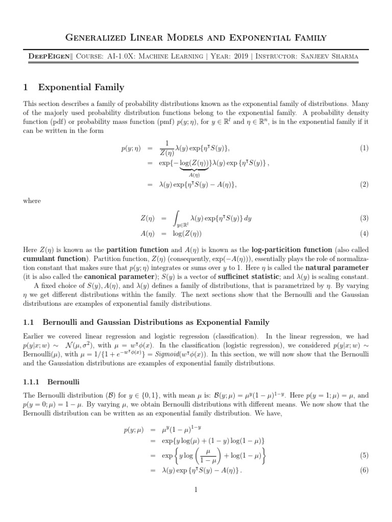 Exponential Family in GLMs Explained | PDF | Regression Analysis ...