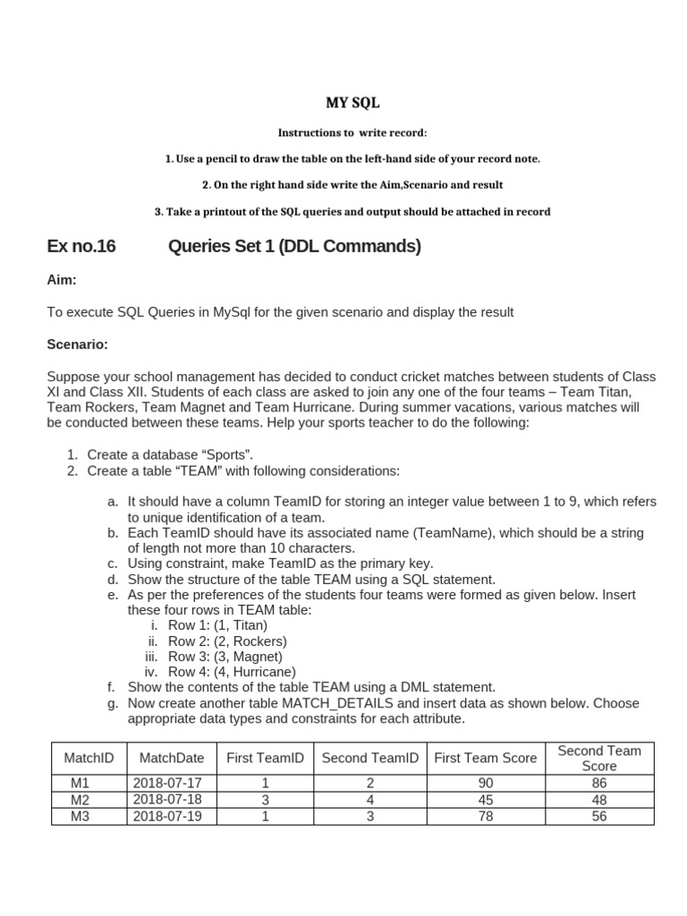 SQL - Lab - Exercise (16 - To - 20) (1) (AutoRecovered) | PDF | Sql | Table (Database)