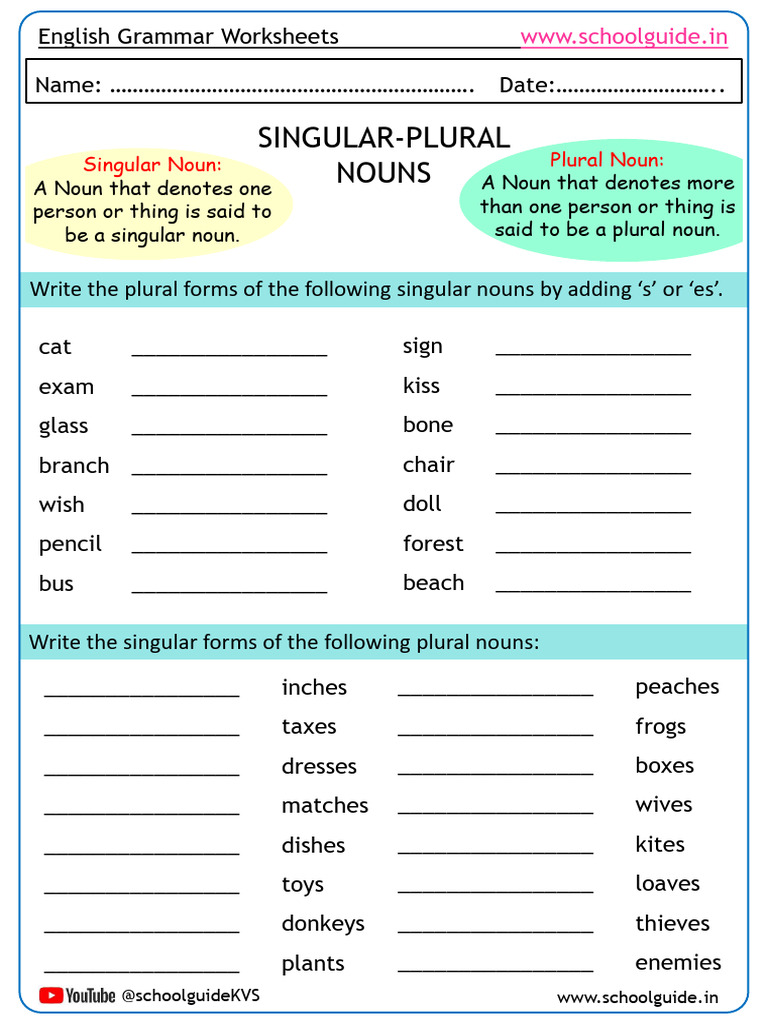 Singular Plural Nouns Worksheet 3 | PDF | Linguistic Morphology ...