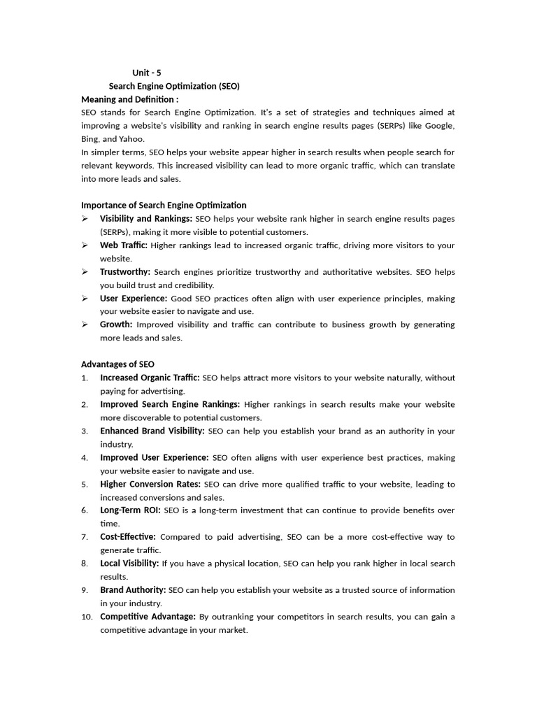 Unit - 5 Digital Marketing | PDF | Search Engine Optimization | Digital ...