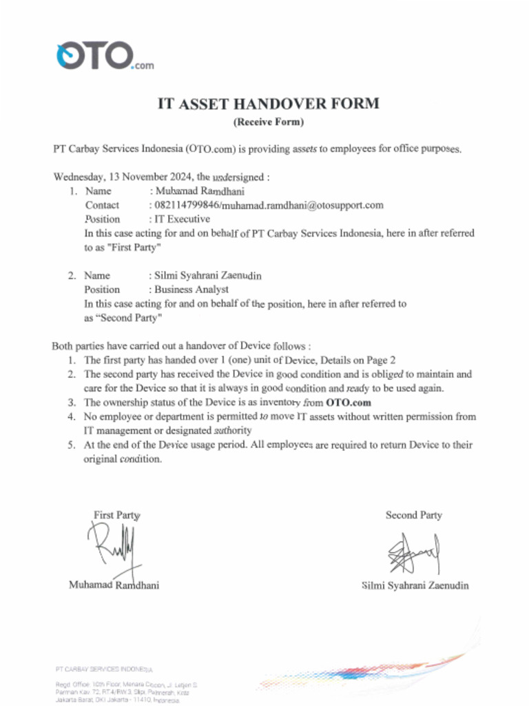 Handover Laptop Silmi Syahrani Zaenudin | PDF