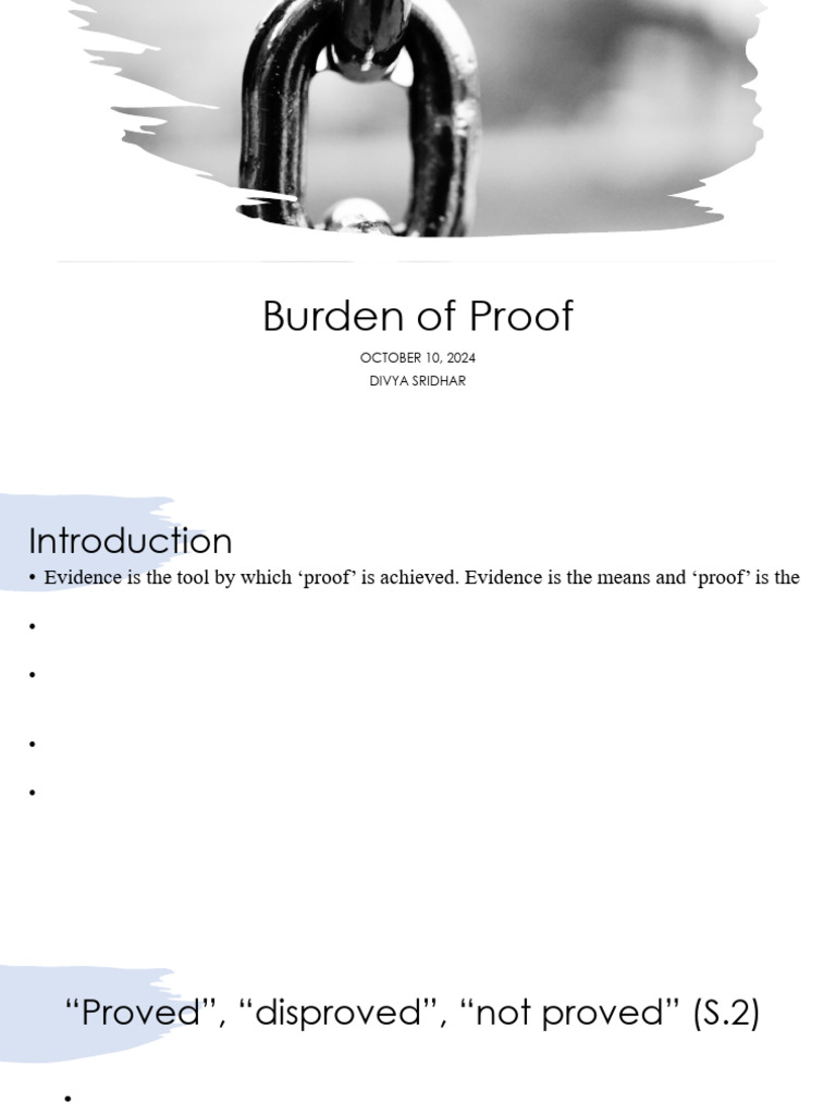 Burden of Proof | PDF | Burden Of Proof (Law) | Evidence (Law)