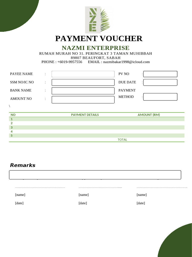 Payment Voucher EDITABLE | PDF