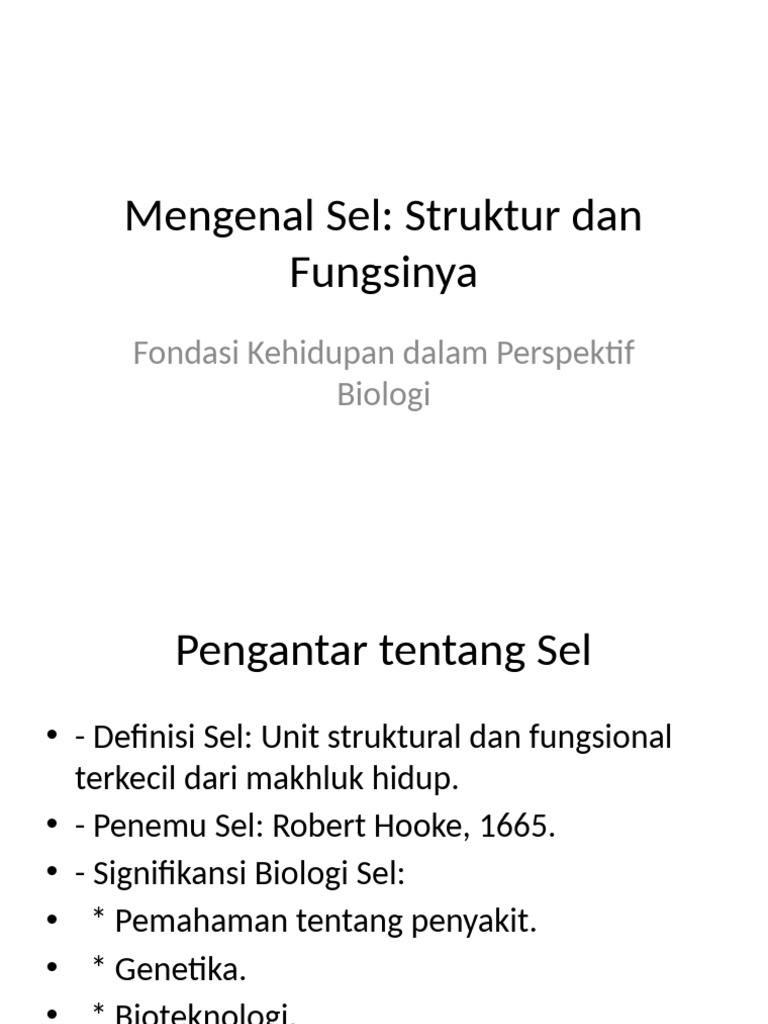 Mengenal Sel Struktur Dan Fungsinya | PDF