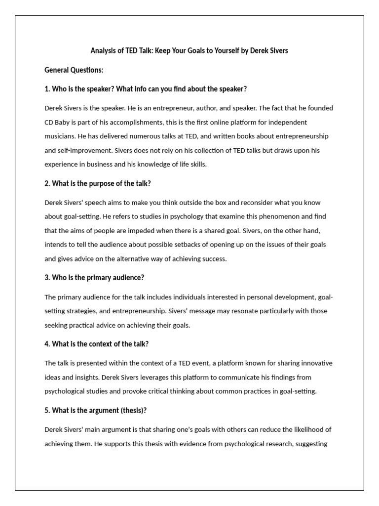 Analysis of TED Talk | PDF | Logos | Argument