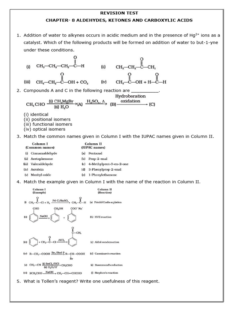 Test-Amines & Aldehydes, Ketones & Carboxylic Acids | PDF | Amine ...