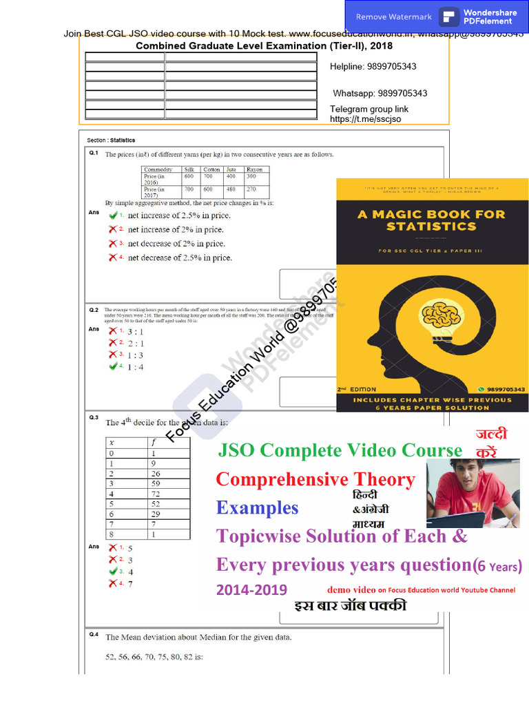 SSC CGL JSO 2018 Paper | PDF | Standardized Tests | Vocational Education