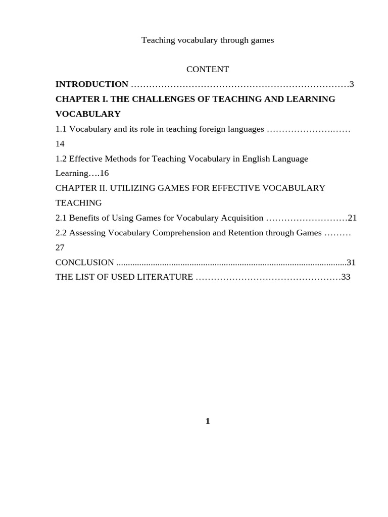 Teaching Vocabulary Through Games | PDF | Vocabulary | Learning