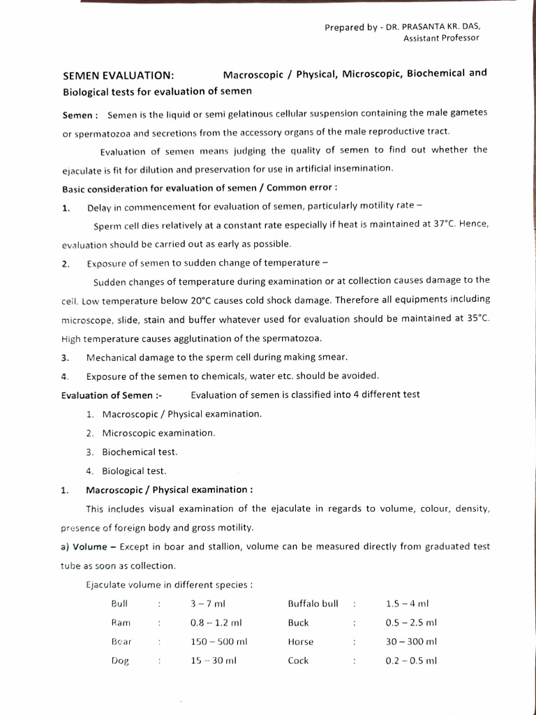 Semen Evaluation | PDF | Semen | Sperm