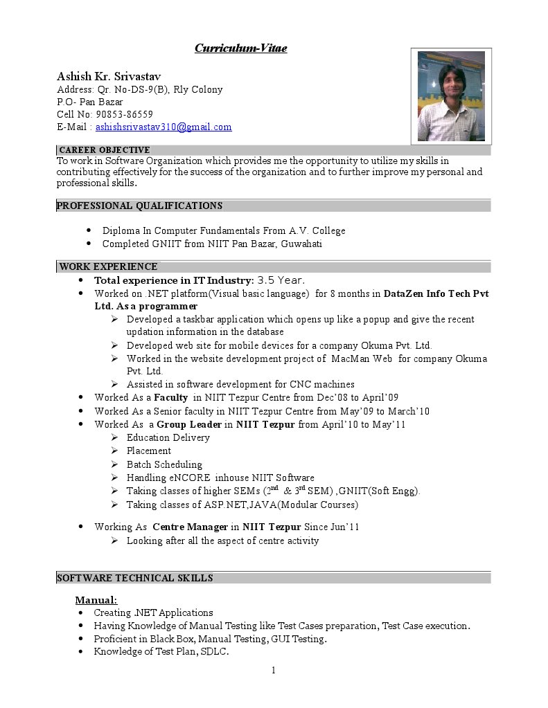 Ashish Kr. Srivastav: Curriculum-Vitae | PDF | Programmer | Windows Xp