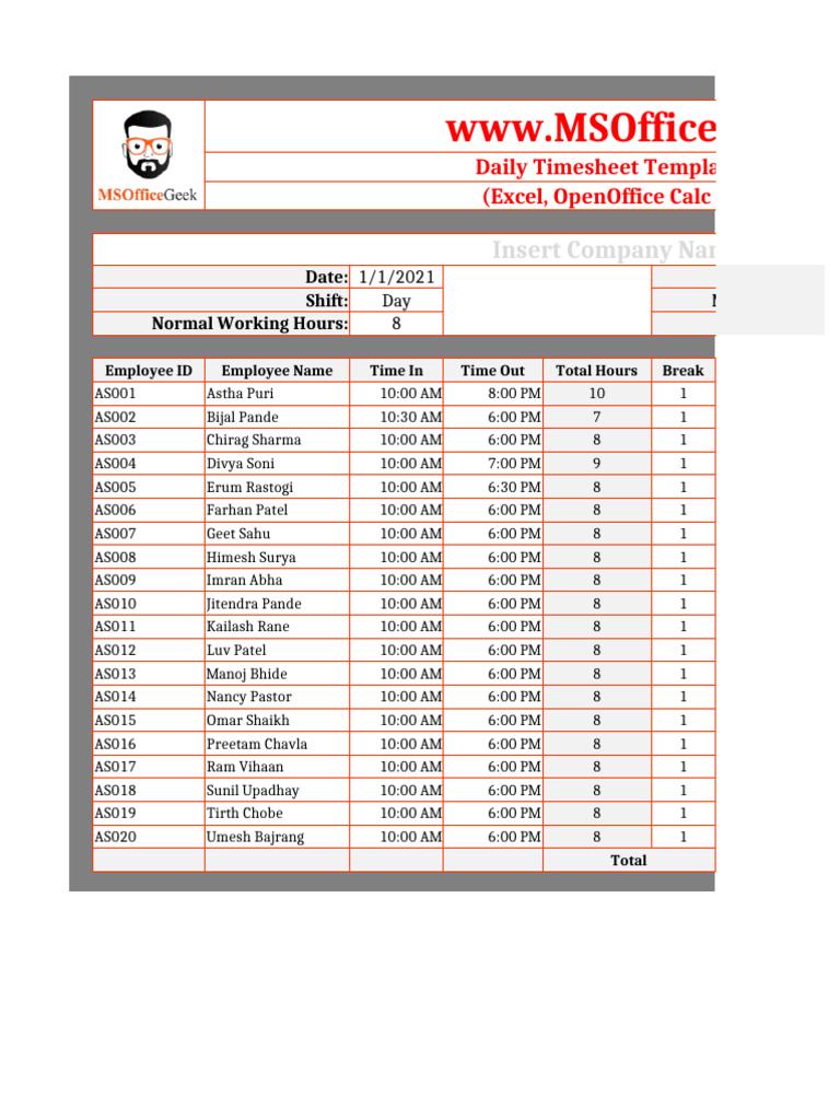 Daily Timesheet Template with Pay Details | PDF | Overtime | Labor Rights