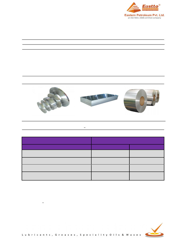 Eastern Petroleum Rolling Oils Data Sheet | PDF | Rolling (Metalworking ...
