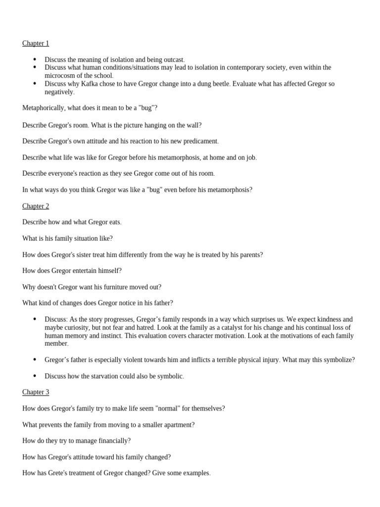 Metamorphosis Study Guide | PDF | The Metamorphosis | Existentialism