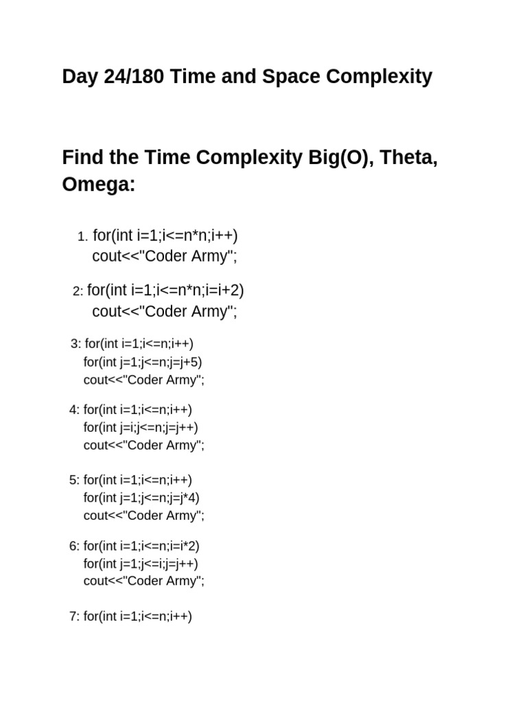 Day 24 - 180 Time and Space Complexity | PDF | Computers